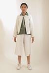 Buy Leh Studios White Cotton Twill Hand Embroidered Front Open Jacket ...