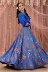 Buy Aayushi Maniar Blue Crepe Silk Puff Sleeve Choli And Lehenga Set ...