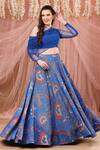 Buy Aayushi Maniar Blue Crepe Silk Draped Off Shoulder Choli And ...