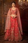 Buy MOHA Atelier Dupion Silk Floral Jaal Zari Embroidered Lehenga Set ...