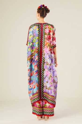 Buy Rajdeep Ranawat Multi Color Majida Silk Floral Pattern Tunic Online ...