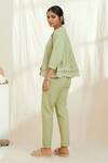 Buy The Right Cut Green Linen Dylan Border Embroidered Short Top And ...