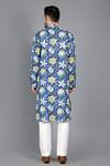 Buy Kalp Blue Cotton Achernar Floral Block Print Kurta Online | Aza ...
