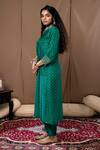 Buy Label Kinjal Modi Green Cotton Silk Bandhani Print Kurta And Pant ...