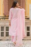 Buy Maison Shefali Pink Cotton Mirror Embellished Kurta Set Online | Aza Fashions