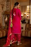 Buy Maison Shefali Pink Chanderi Silk Pittan Work Kurta Set Online | Aza Fashions