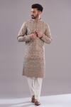 Buy Beige Georgette Embroidered Kashmiri Work Kurta Set For Men by ...
