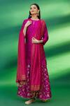 Buy Pinki Sinha Magenta Silk Floral Banarasi Woven Kurta Sharara Set ...