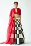 Buy DNU Priyal Prakash Multi Color Raw Silk Chess Board Pattern Lehenga ...
