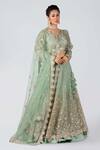 Buy Suruchi Parakh Green Organza Zardozi And Resham Embroidered Lehenga ...