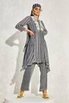Buy Black Georgette Hand Aster Striped Straight Kurta And Pant Co-ord Set For Women by Namrata ...