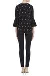 Buy Vikram Phadnis Black Embroidered Bell Sleeve Top Online | Aza Fashions