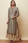 Buy Ritu Kumar Beige Cotton Tiered Sharara Online | Aza Fashions