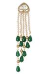 Buy Green Lemon Yellow Agate Beads Kundan Dangler Earrings by joules by ...