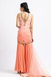 Buy Nitika Gujral Peach Georgette Embroidered Kurta Gharara Set Online ...