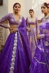 Buy Purple Lehenga And Dupatta Organza Blouse Georgette Lining Silk