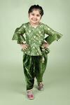 Buy Shining Kanika Green Woven Kurta And Dhoti Pant Set For Girls ...