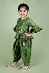 Buy Shining Kanika Green Woven Kurta And Dhoti Pant Set For Girls ...