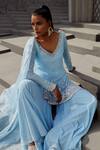 Buy Kaaisha By Shalini Blue Organza Hand Embroidered Kurta Sharara Set