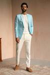 Buy Blue 100% Linen Mallorca Blazer For Men by Philocaly Online at Aza Fashions.