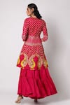 Buy Leela by A Pink Silk Peacock Embroidered Angarkha Set Online | Aza ...