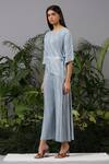 Buy Blue Polyester Boat Metallic Drape Top And Pant Set For Women by ...