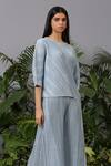 Buy Blue Polyester Boat Metallic Drape Top And Pant Set For Women by ...