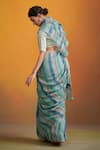 Buy Dressfolk Blue Mirah Handloom Linen Striped Saree Online | Aza Fashions
