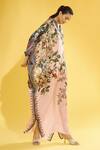 Buy Peach Silk Floral V Neck Verusha Printed Kaftan For Women by ...