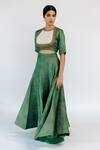 Buy Green Silk Brocade Embroidered And Woven Ichcha Paisley Lehenga Set ...