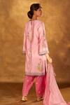 Buy Pink Kurta Chanderi Hand Embroidered Cutdana U Neck Meher Set For Women by Bunka Online at ...