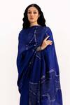 Buy Blue Handwoven Bengal Silk Lehar Jamban Saree For Women by Studio Medium Online at Aza Fashions.