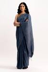 Buy Grey Handwoven Bengal Silk Waterfall Jamban Saree For Women by Studio Medium Online at Aza ...