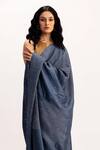 Buy Grey Handwoven Bengal Silk Waterfall Jamban Saree For Women by Studio Medium Online at Aza ...