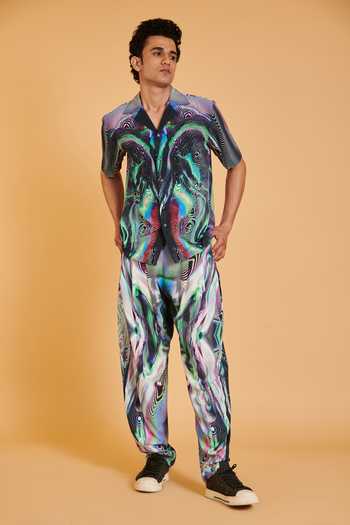 Buy Multi Color Heavy Crepe Digital Print Diffraction Shirt And Pant ...