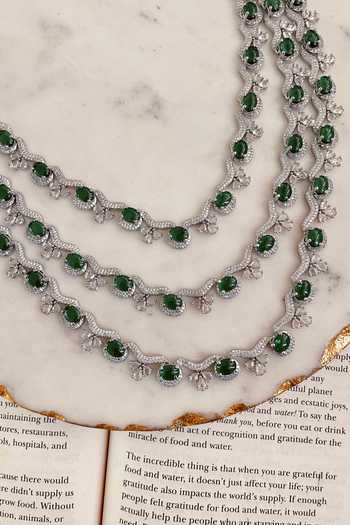 Buy Green Carleen Emerald Stone Layered Choker by PRERTO Online at Aza ...