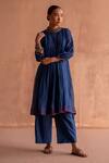 Buy Swatti Kapoor Blue Cotton Cambric Janav Handwoven Pleated Pant ...
