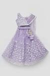 Buy Purple Net Embroidered Flower Draped Choli And Lehenga Set For ...