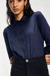 Buy Pocketful Of Cherrie Blue Cotton Satin Scallop Cut Work Placket ...