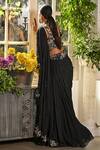 Buy Black Nylon, Organza, Modal, Silk Satin Rayna Pre-draped Saree And ...