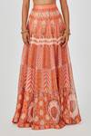 Buy Aisha Rao Orange Georgette Farhat Geometric And Floral Print Skirt ...