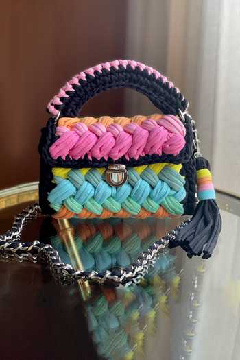 Buy Multi Color Rainbow Braided Texture Sling Bag by BIJIT Online at ...