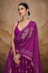 Buy Purple Viscose Woven Hand Embroidered Saadi Lehenga Set With ...