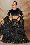 Buy Label Varsha Black Woven Lehenga Set With Velvet Blouse Online ...