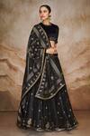 Buy Label Varsha Black Woven Lehenga Set With Velvet Blouse Online ...