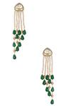Buy Green Lemon Yellow Agate Beads Kundan Dangler Earrings by joules by ...