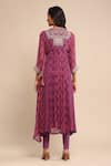 Buy Ritu Kumar Purple Viscose Embroidered Yoke Anarkali Set Online ...