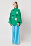 Buy Two Point Two Green Cotton Poplin Tombo Embroidered Wrap Shirt ...