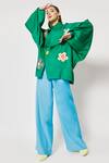 Buy Two Point Two Green Cotton Poplin Tombo Embroidered Wrap Shirt ...