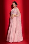 Buy KRINA PATEL Pink Tussar Silk Sequin Waistband Embroidered Lehenga ...